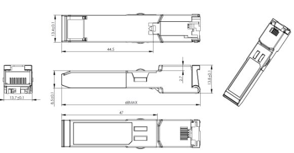 Small Form Pluggable Sfp Transceiver Module With Spring Latch 10base-T ...