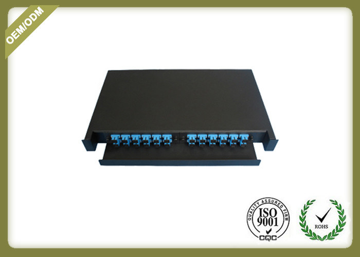 1U 19' Sliding 24 Port Fiber Optic Patch Panel Rack Mount , Optical ...