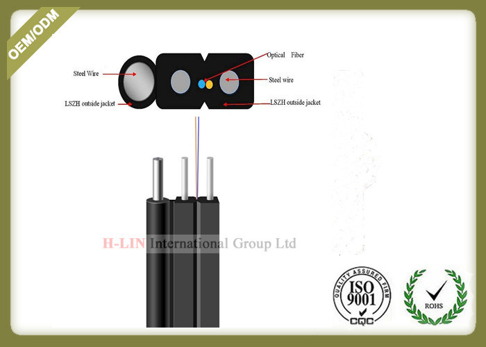 FRP / KFRP Strength Member FTTH drop cable 2 Core SM GJYXFCH with Black ...