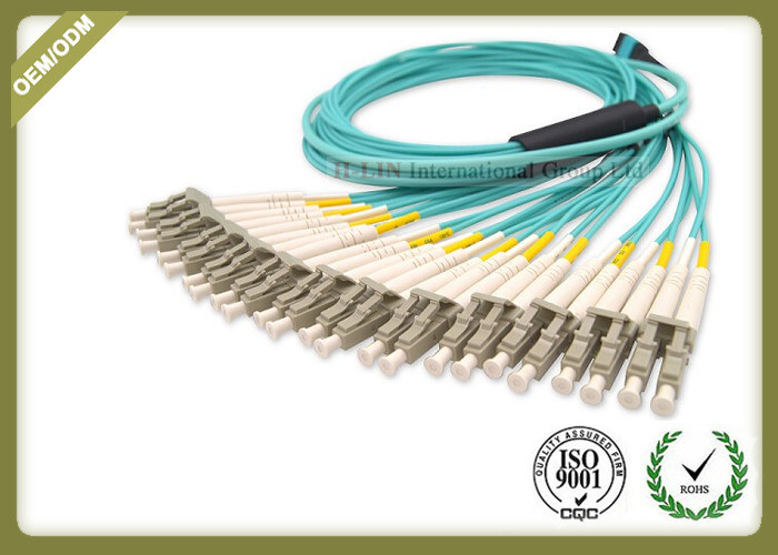 MTP MPO TO LC Fiber Optic Patch Cord , Multimode Fibre Patch Leads