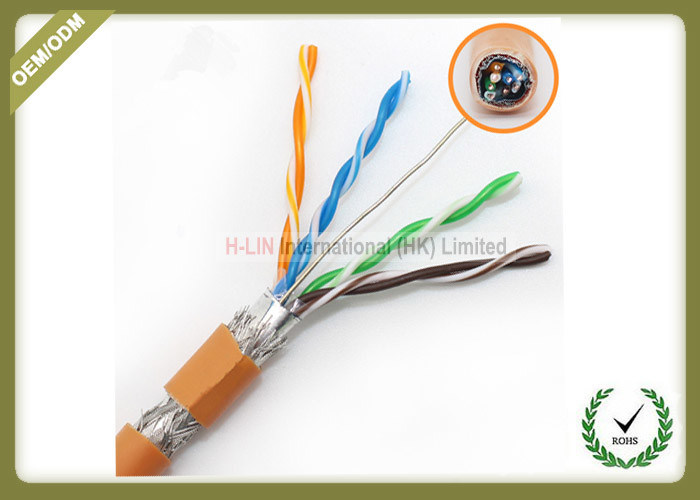 High Frequency Network Fiber Cable 250MHz Orange Color With Pure Copper ...