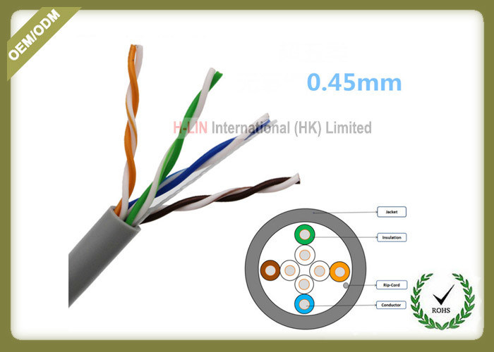 LSZH Jacket Fiber Network Cable Cat5e U/UTP 4x2x0.48 Cuprum Solid ...