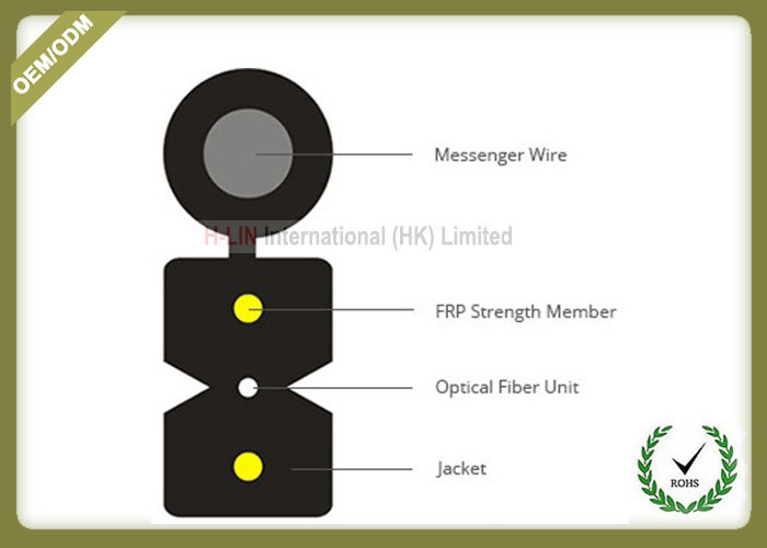 Fiber Optic FTTH Aerial Drop Cable 1 Core Three Steel Wires Special For ...
