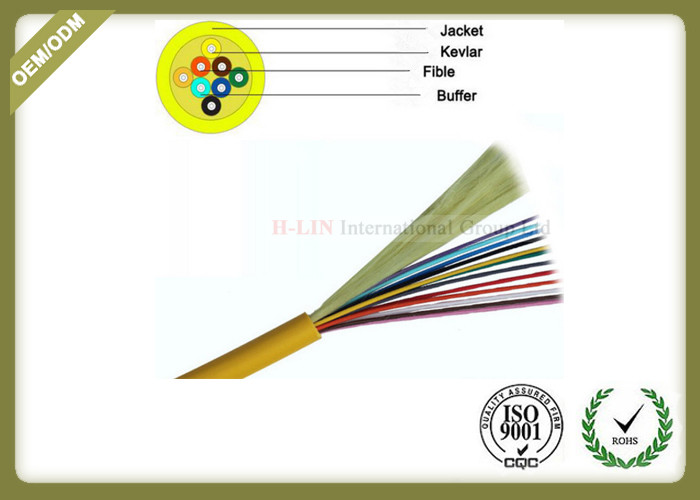GJFJV 12C 24C 48C Indoor SM Fiber Optic Cable With Tight Buffer PVC Jacket