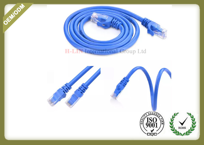 Blue Color Cat6 Network Patch Cord 24AWG With RJ45 Plug Connector
