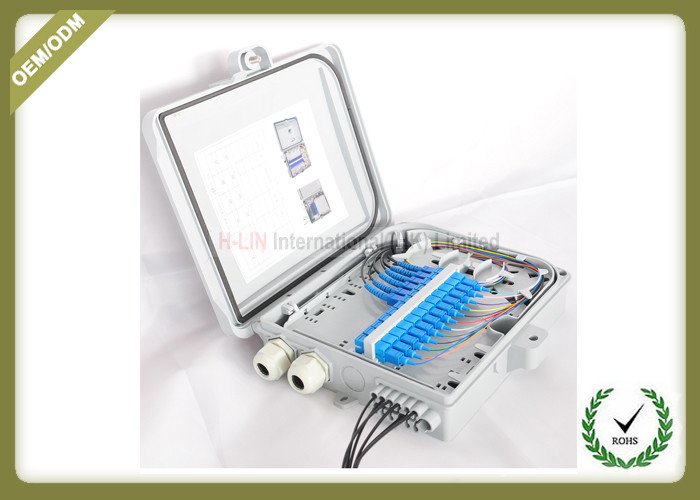 Outdoor FTTH Wall Mount Fiber Termination Box 24 Core , Optical Fiber ...